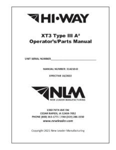 Operator's and Parts Manual (XT3 Type III A2) | New Leader Manufacturing